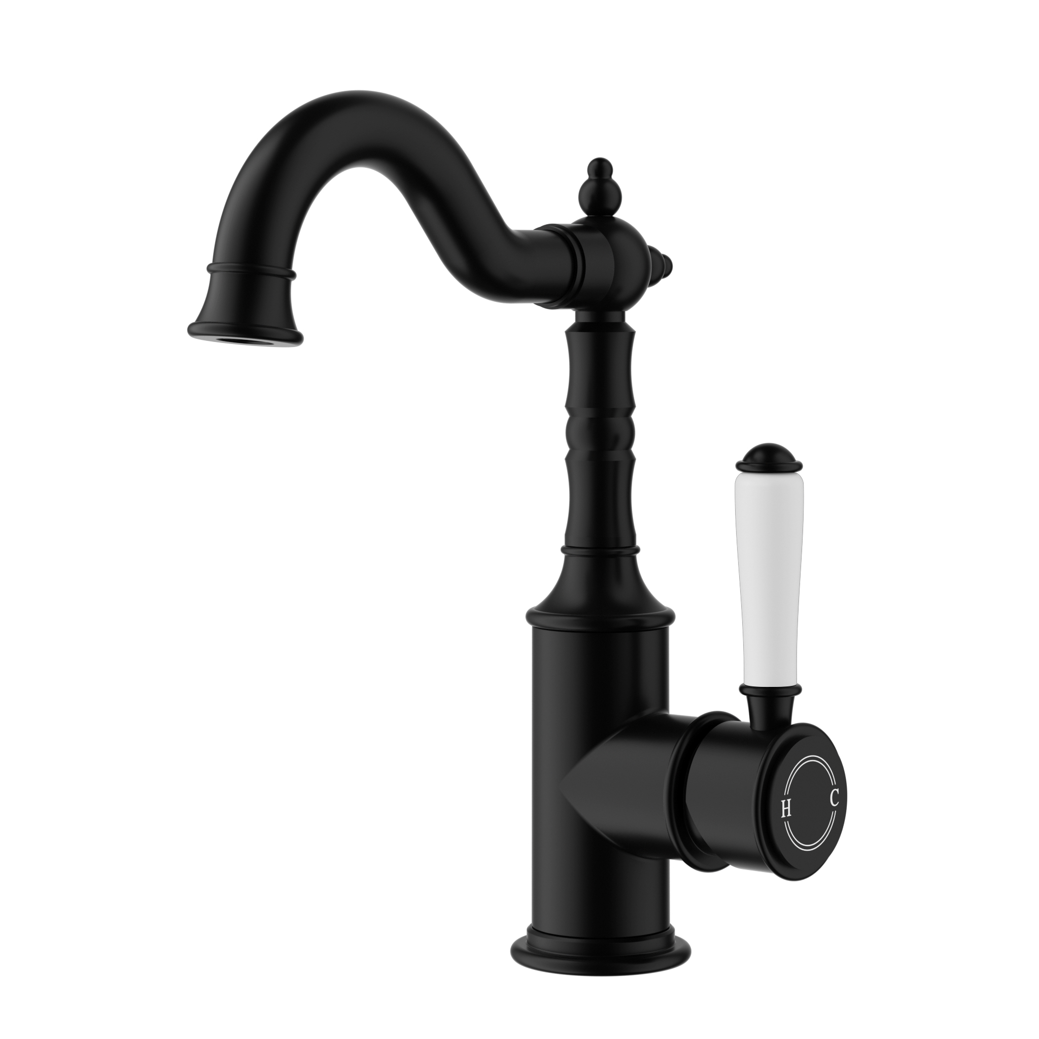 Clasico Tall Basin Mixer Hook Spout / Ceramic Handle